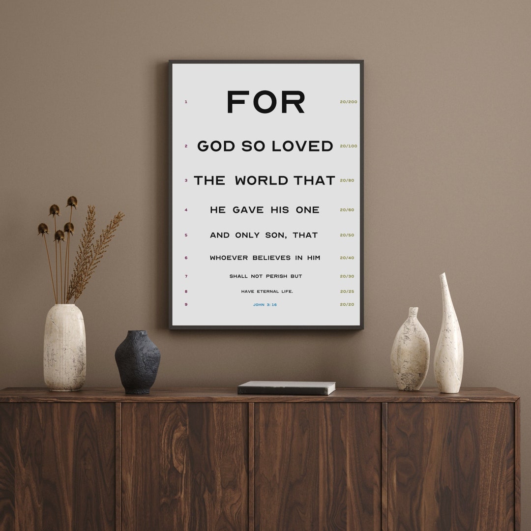 John 3:16 NIV Bible Verse Vision Chart, 18x24, Scripture Quote Print ...