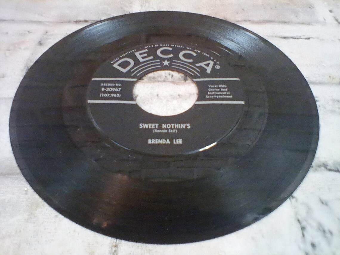Brenda Lee 45 Record Sweet Nothin's/weep No More My Baby 30967, Decca ...