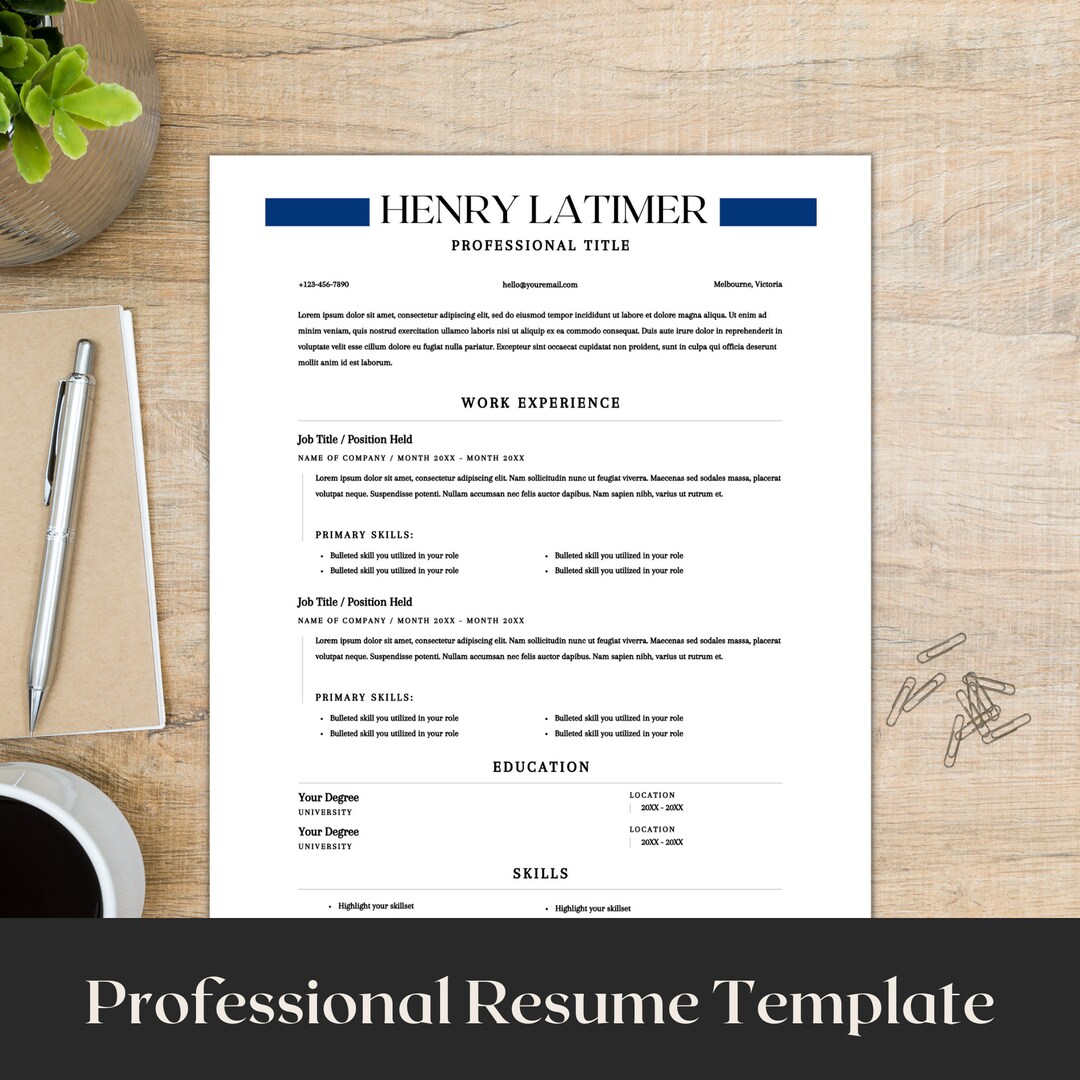 Resume Template With Photo, Professional Resume Template, Clean Resume ...
