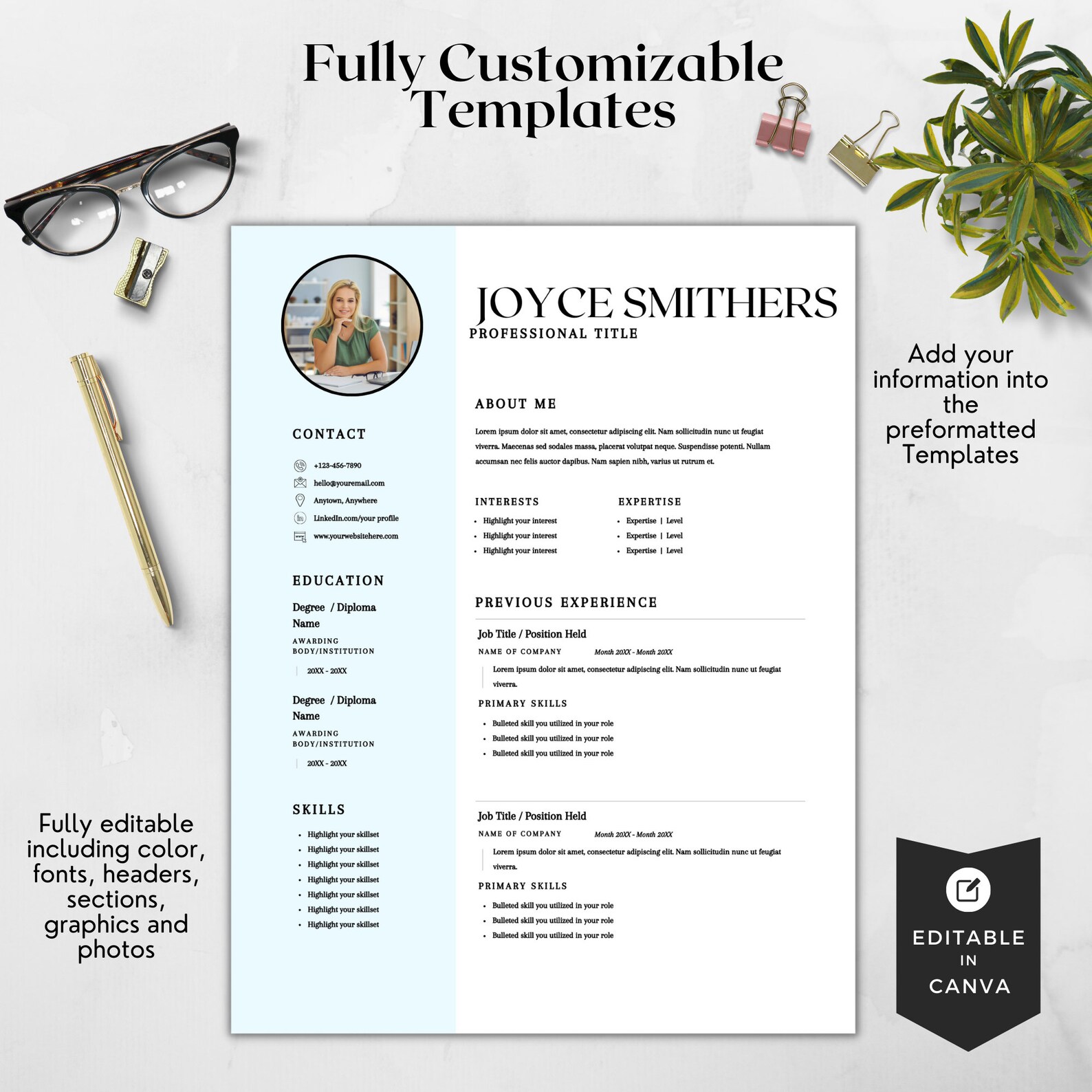 Resume Template With Photo, Professional Resume Template, Clean Resume ...
