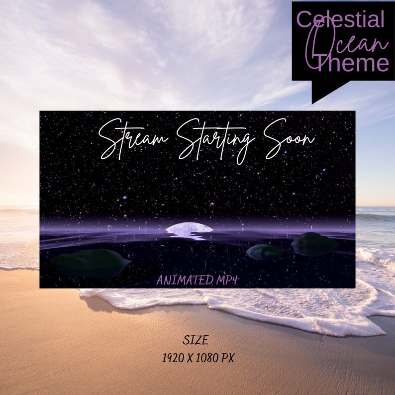 Twitch Animated Overlay, Cosmic Ocean Theme, Stream Overlay Package, Be ...