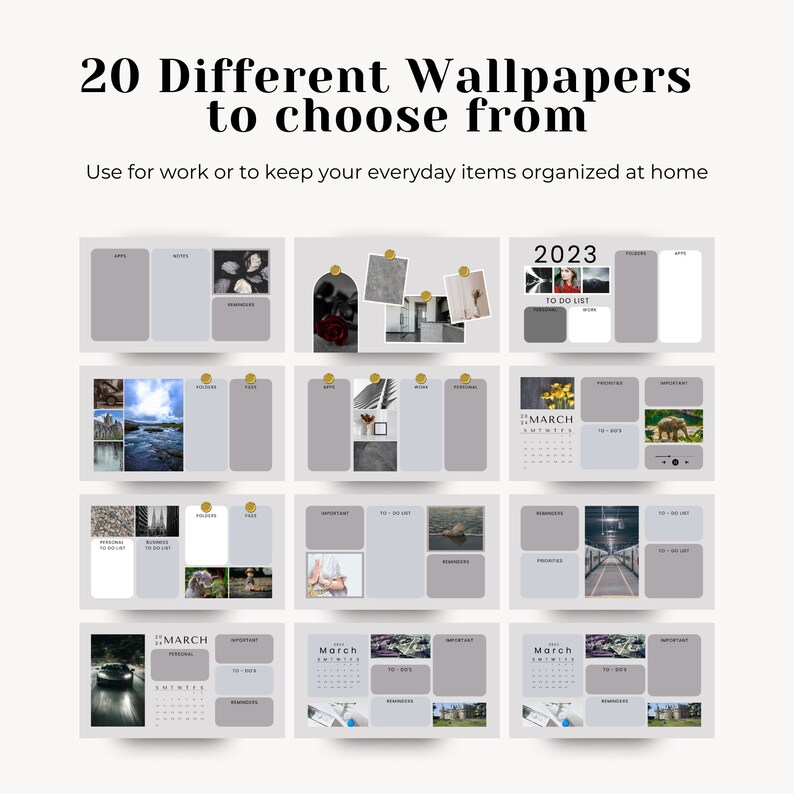 Productivity Desktop Calendar Wallpaper, Instant Download, Minimalist ...