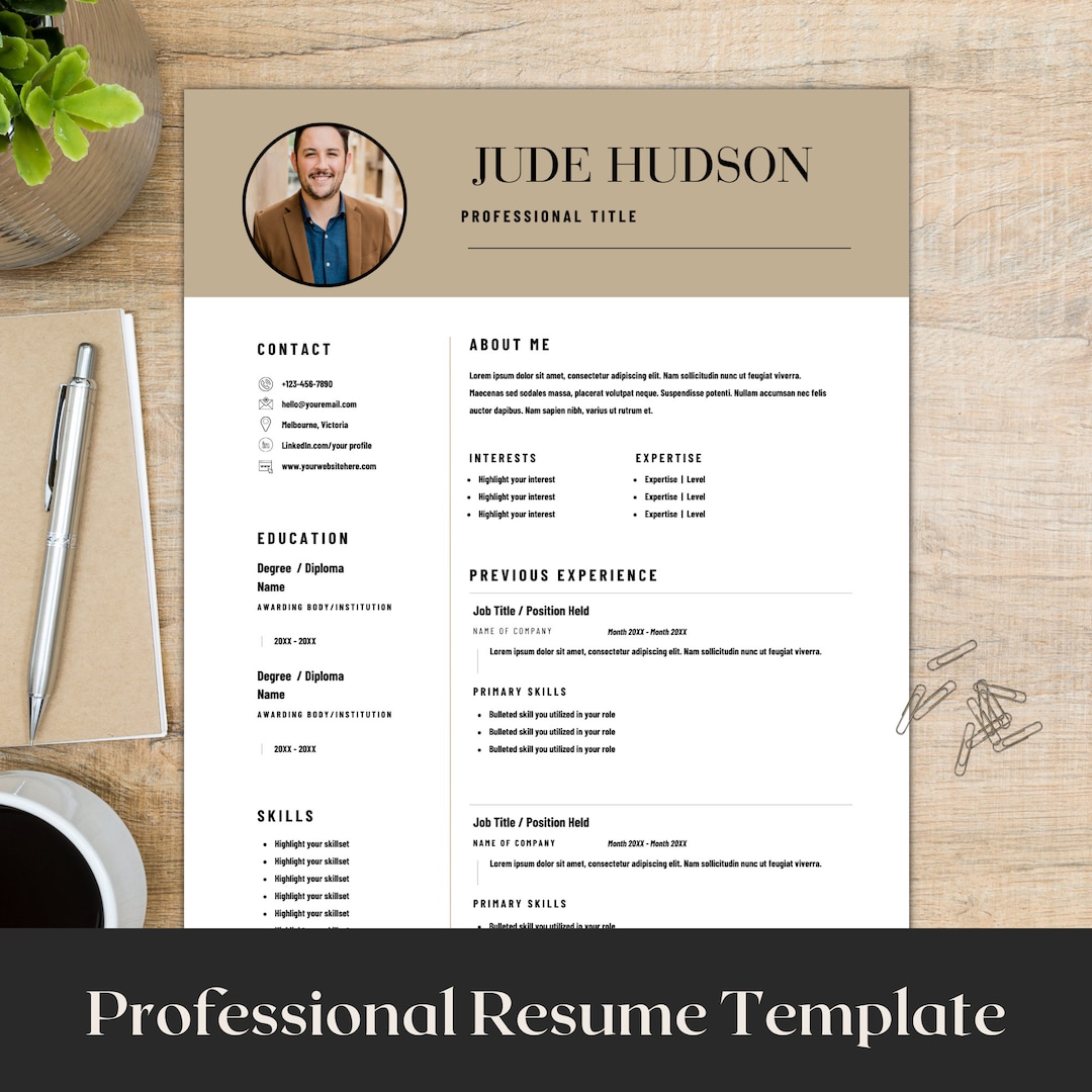 Resume Template With Photo, Professional Resume Template, Clean Resume ...
