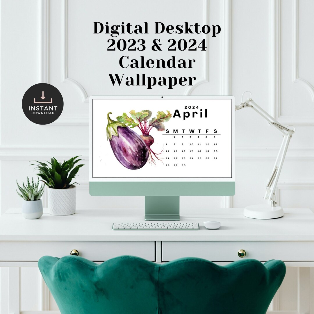 Desktop Calendar Wallpaper, Instant Download, Minimalist Digital ...