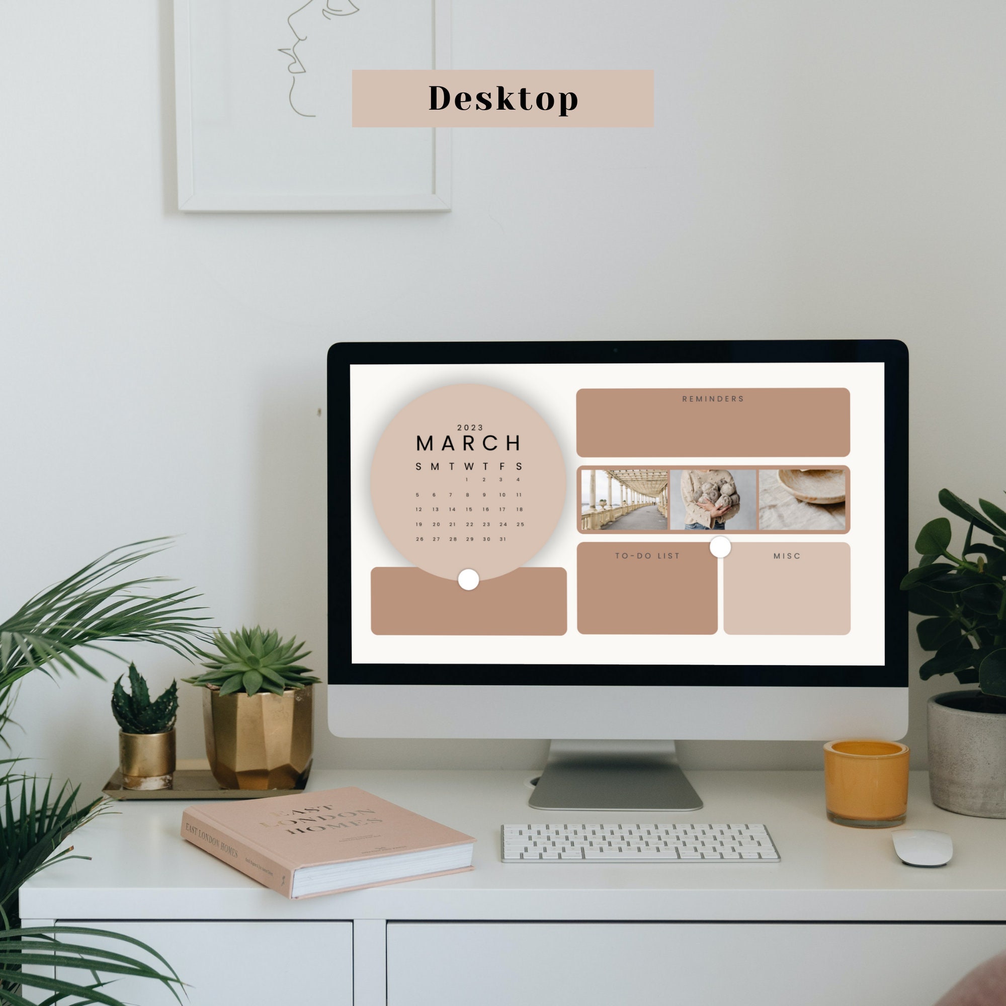 Productivity Desktop Calendar Wallpaper, Instant Download, Minimalist ...