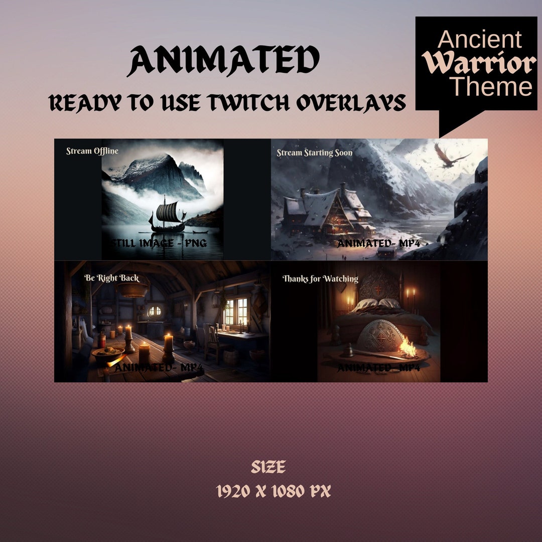 Twitch Animated Overlay, Ancient Warrior, Stream Overlay Package, Be ...