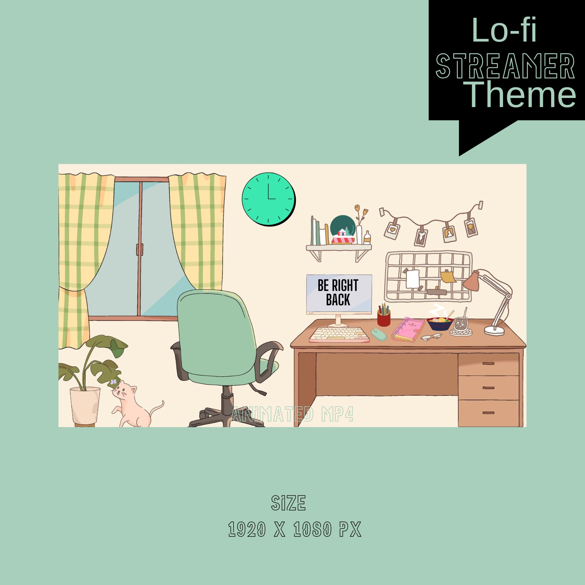 Twitch Animated Overlay, Lo Fi Streamer Stream Overlay Package, Be ...