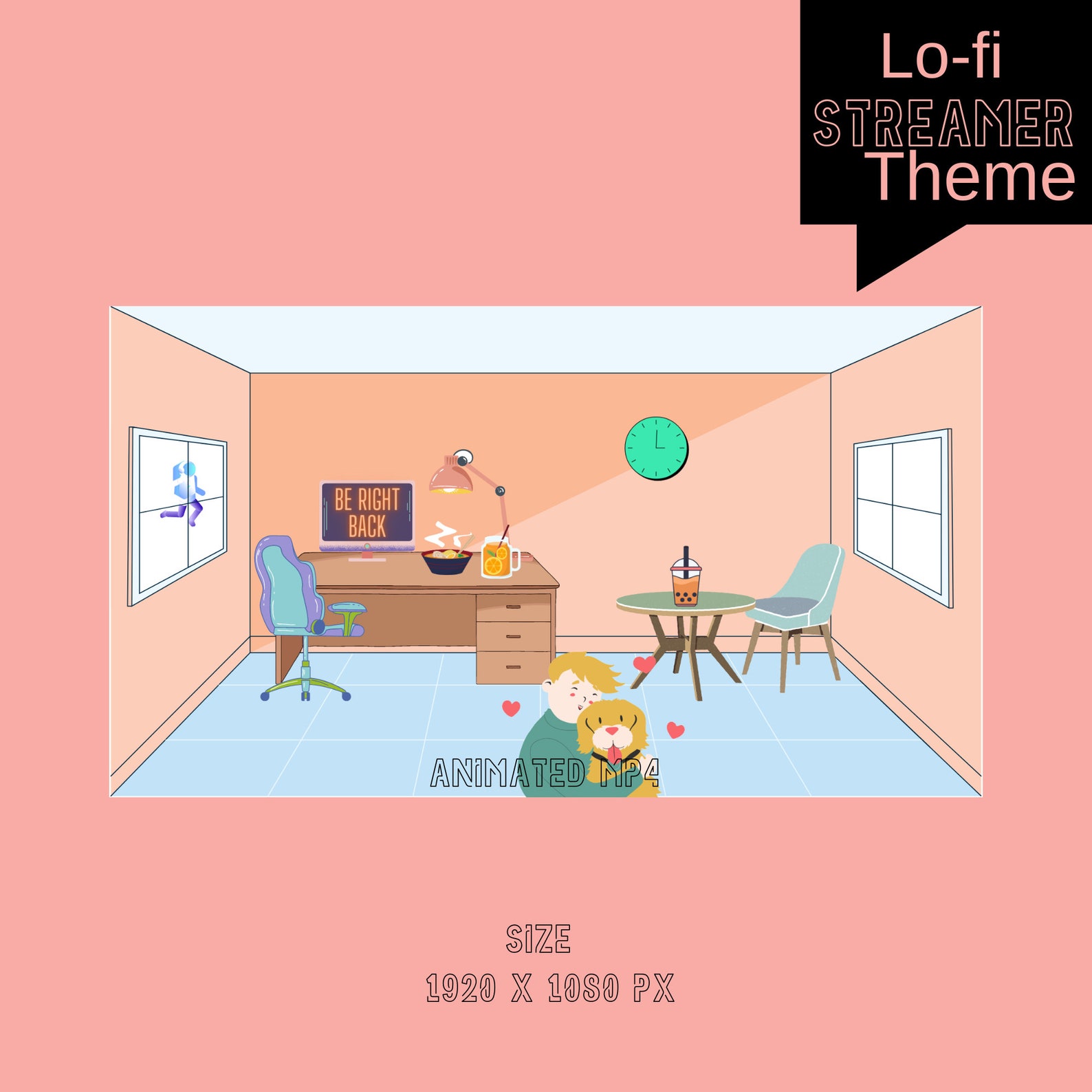 Twitch Animated Overlay, Lo Fi Streamer Stream Overlay Package, Be ...