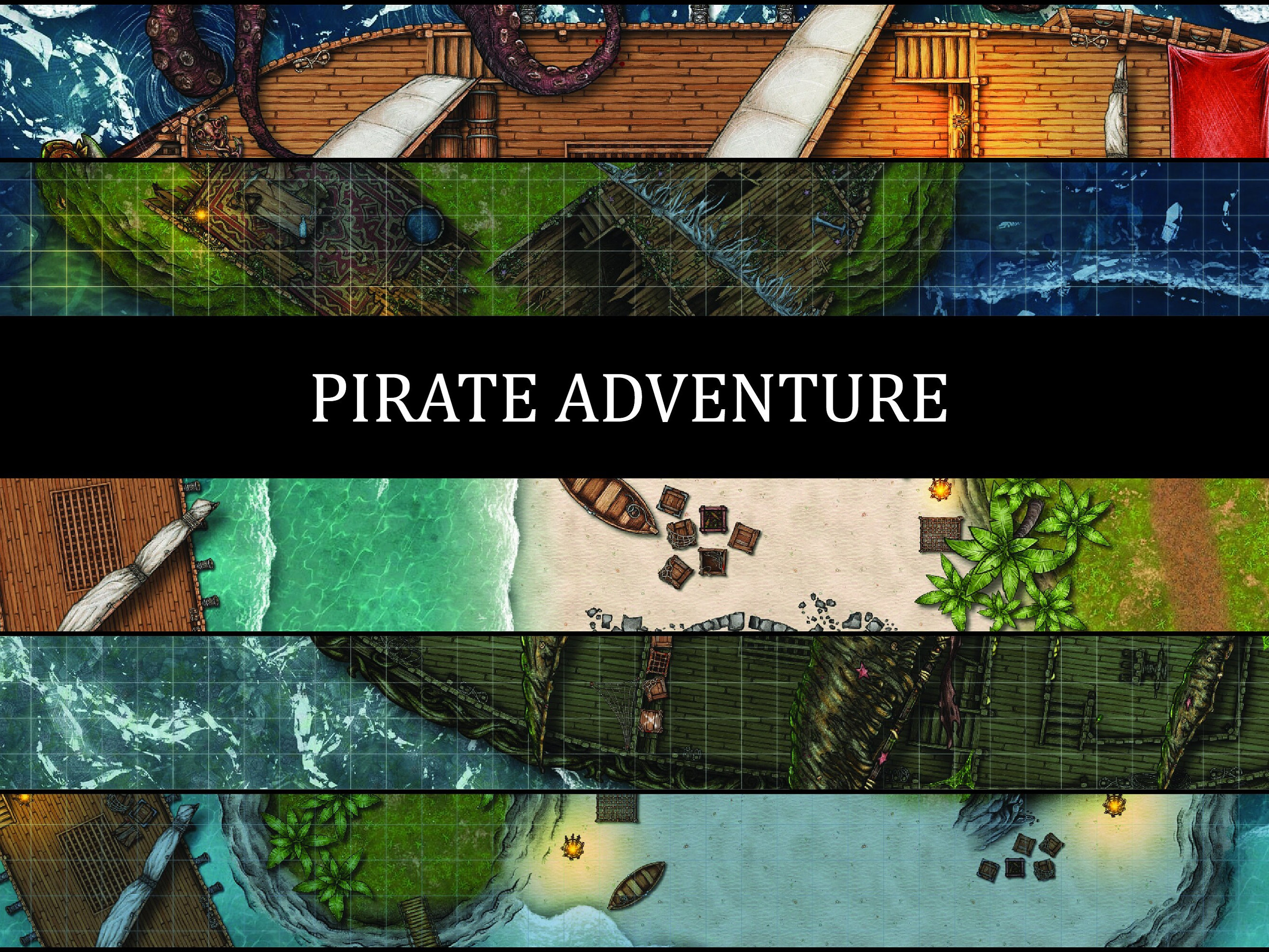 Pirate Adventure Map Bundle 2K, 5 Battle Maps Day and Night, Dnd Map ...