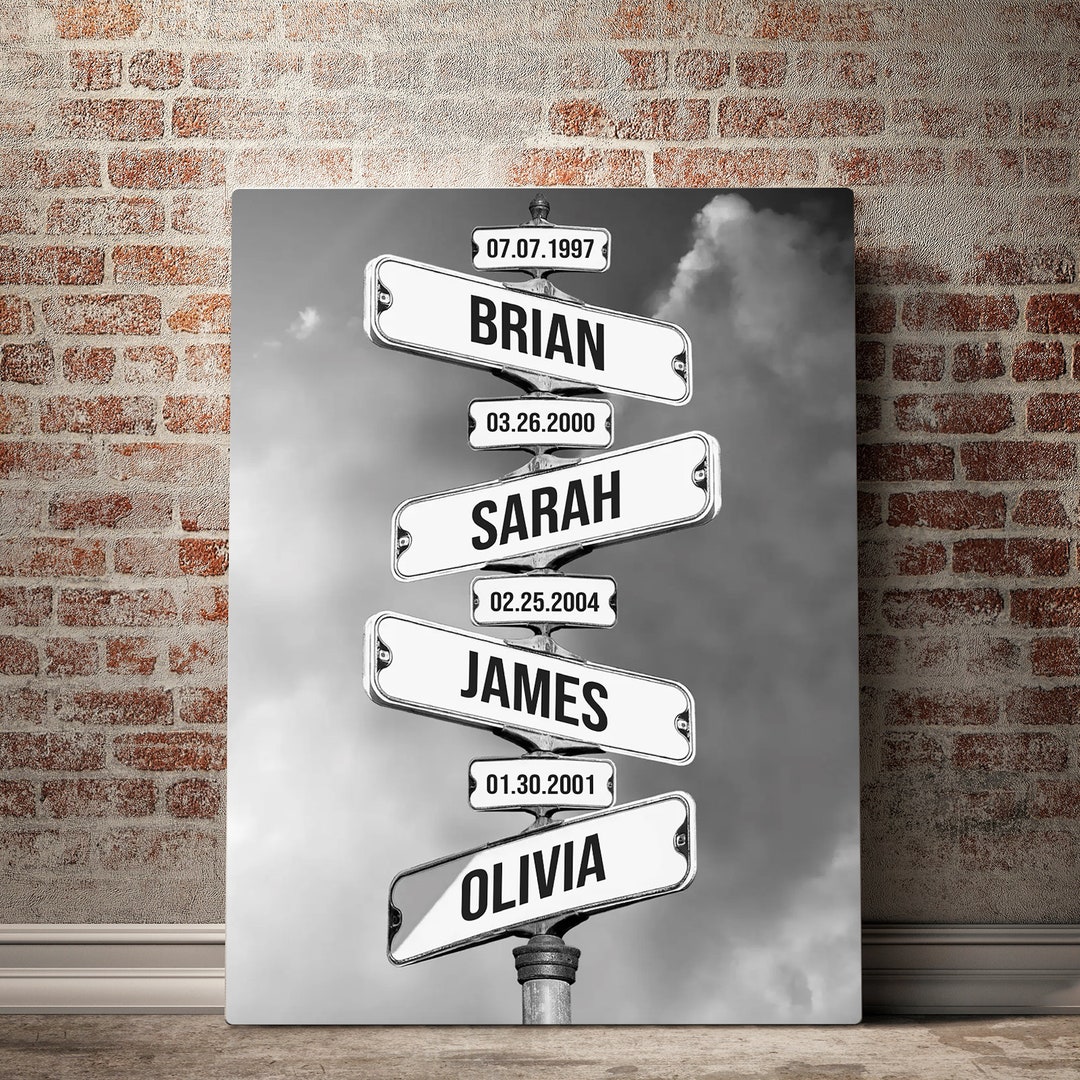 Personalized Family Names Date of Birth Vintage Street Sign Premium ...