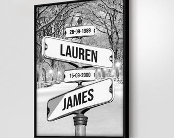 Personalized Family Names Date of Birth Vintage Street Sign Premium ...