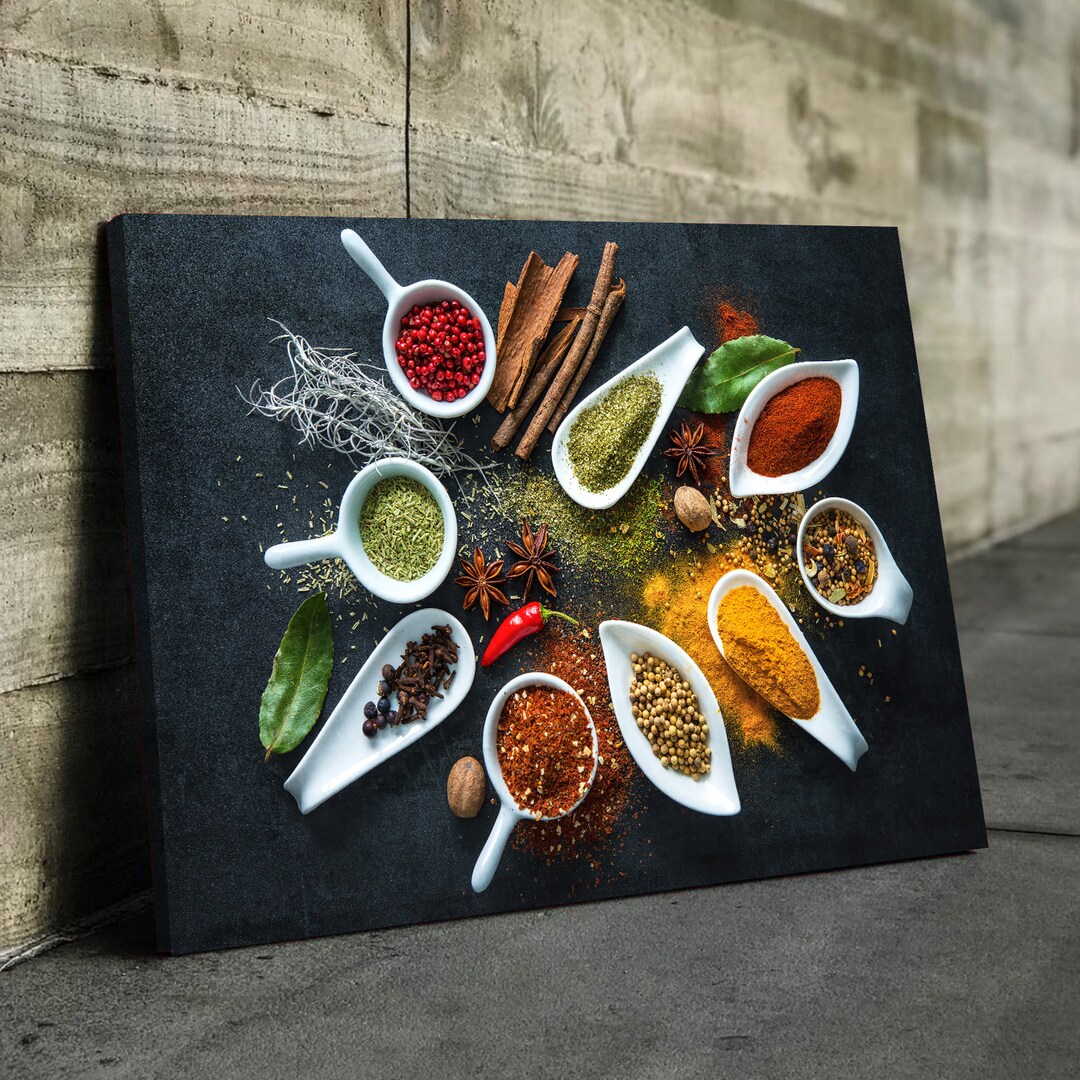 Circle of Spices Kitchen Wall Art | Kitchen Canvas Wall Art | Kitchen ...