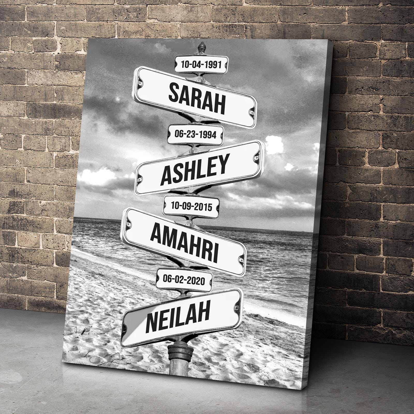 Personalized Family Names Mother's Day Beach Street Sign Premium Canvas ...