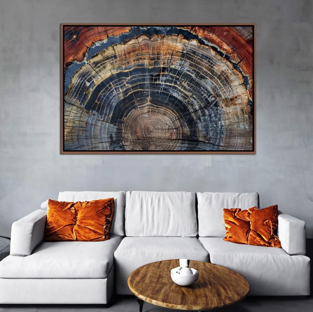 Tree Ring Framed Wall Art, Colorful Tree Rings Canvas Print - Elegant ...