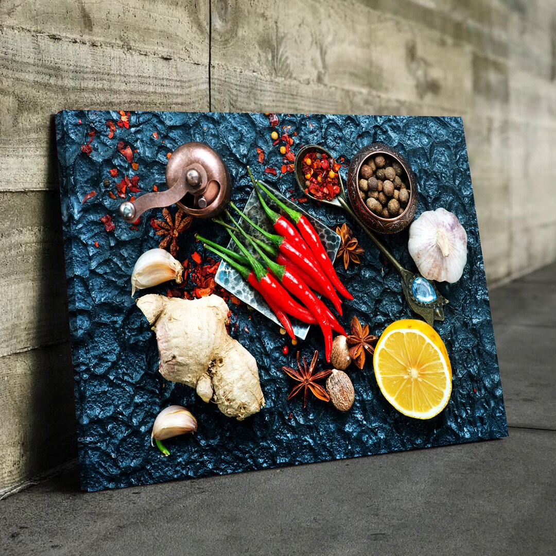 Kitchen Aroma Herbs Spices Kitchen Canvas Wall Art | Kitchen Canvas ...
