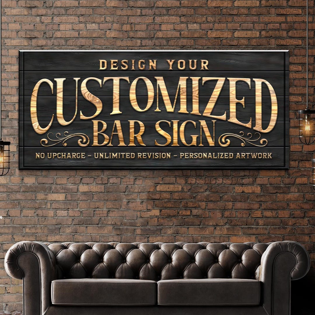 Personalized Bar Sign Canvas Art Sign | Custom Basement Bar | Home Game ...
