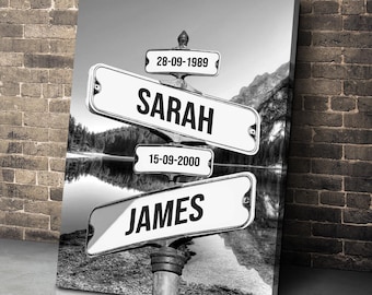 Digital File Only Personalized Family Names Street Sign Date of Birth ...