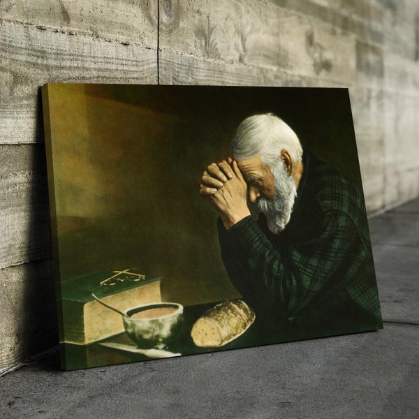 Eric Enstrom Grace Man Praying Over Bread Canvas - Etsy