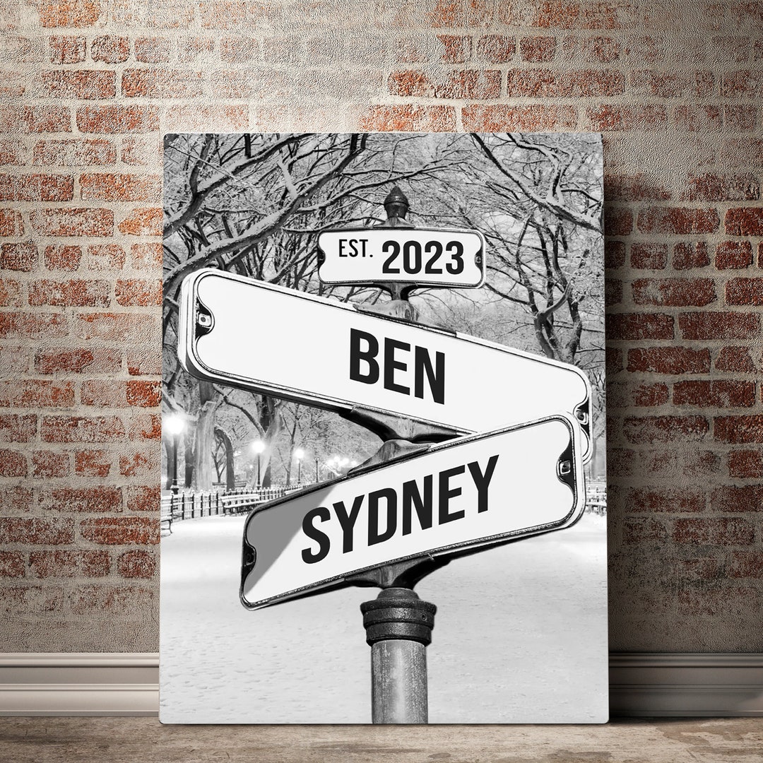 Personalized Couples Names Anniversary Canvas Christmas Style Street ...