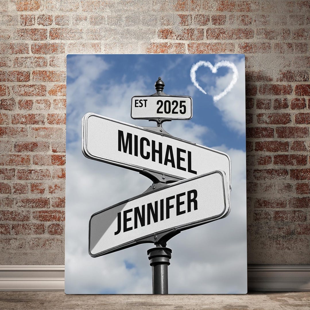Personalized Canvas Heart Street Sign for Couples,, Custom Street Sign ...
