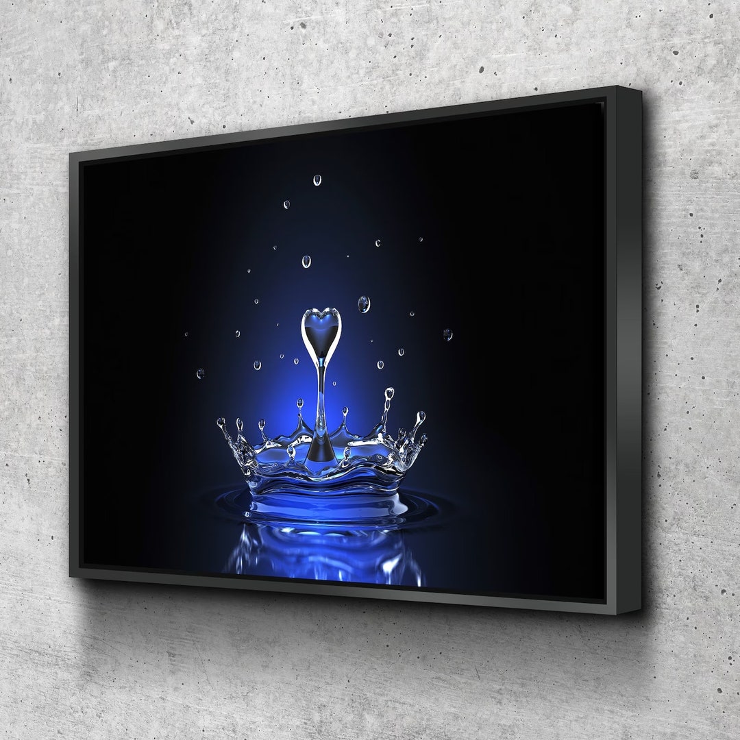 Black Heart Drop Splash Landscape Bathroom Wall Art | Bathroom Wall ...