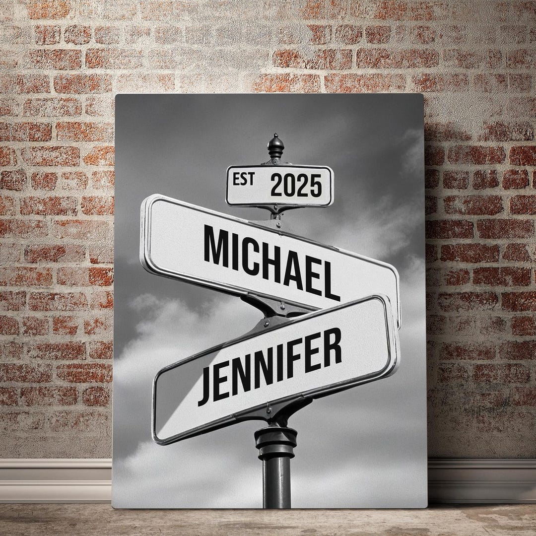 Personalized Canvas Street Sign for Couples,, Custom Street Sign Names ...