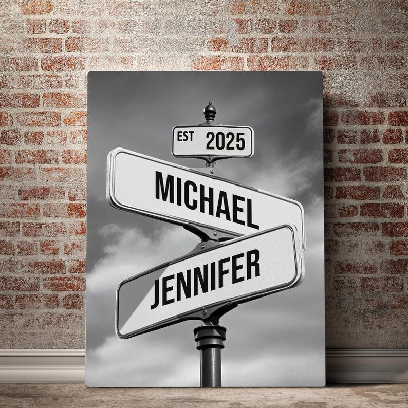 Personalized Canvas Street Sign for Couples,, Custom Street Sign Names ...