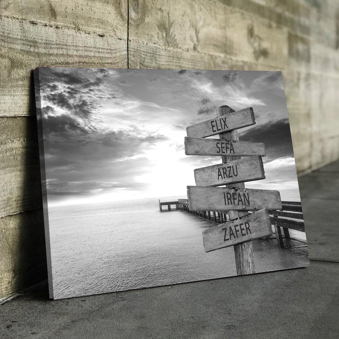 Personalized Family Street Sign Multi-name Custom Canvas Wall Art ...