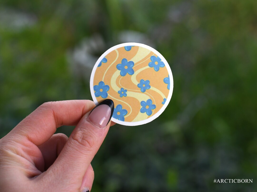Blue Daisy Coconut Girl Aesthetic Sticker, Cute Beach Vibe Sticker ...
