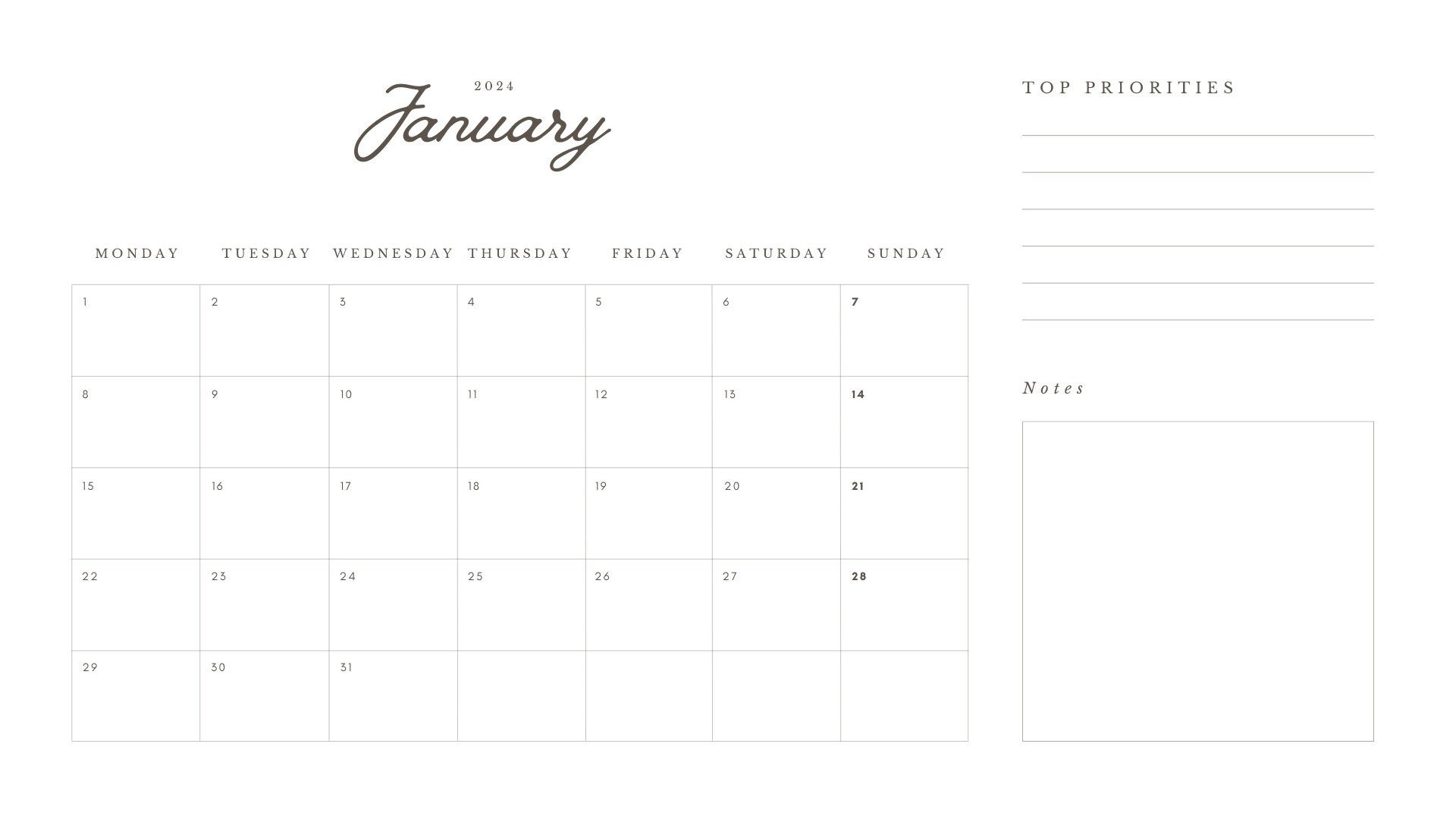 Printable Digital Download Perpetual Blank Calendar | Instant Download ...
