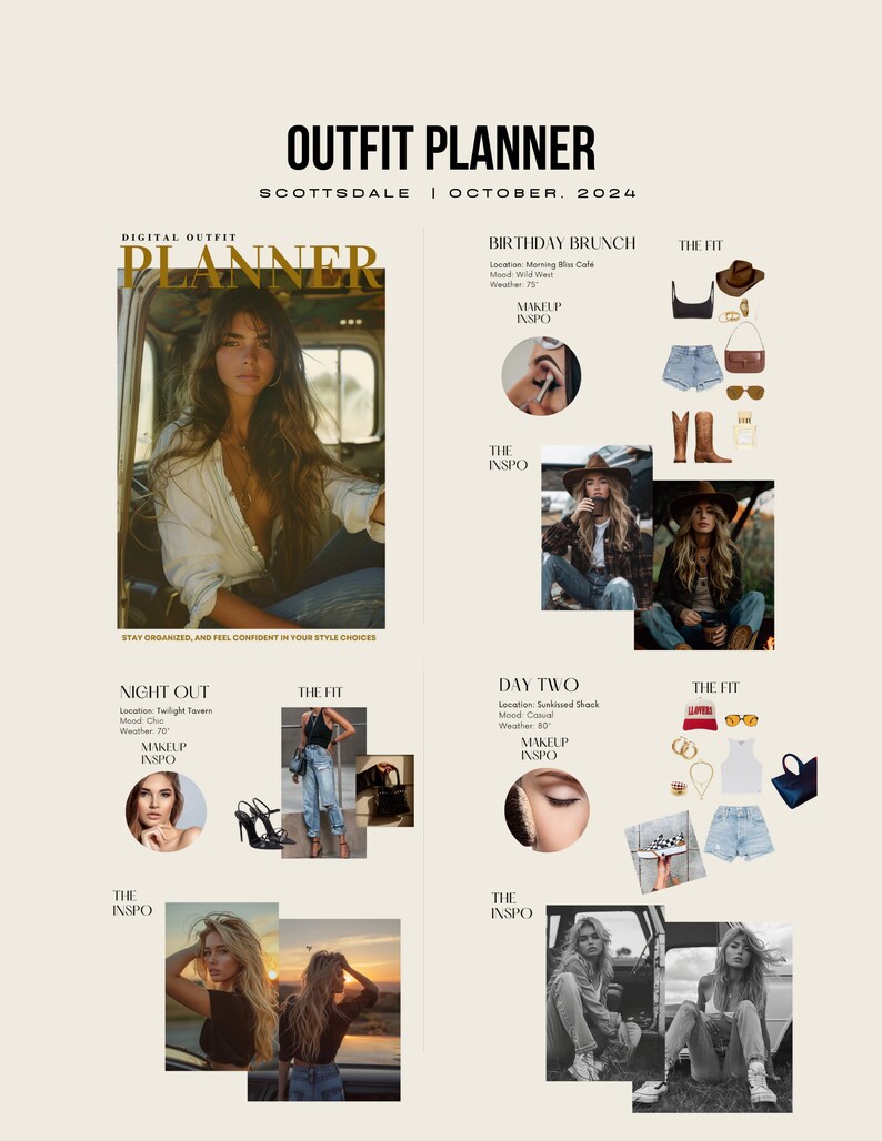 Digital Outfit Planner + Styling Guide | Editable Canva Template ...