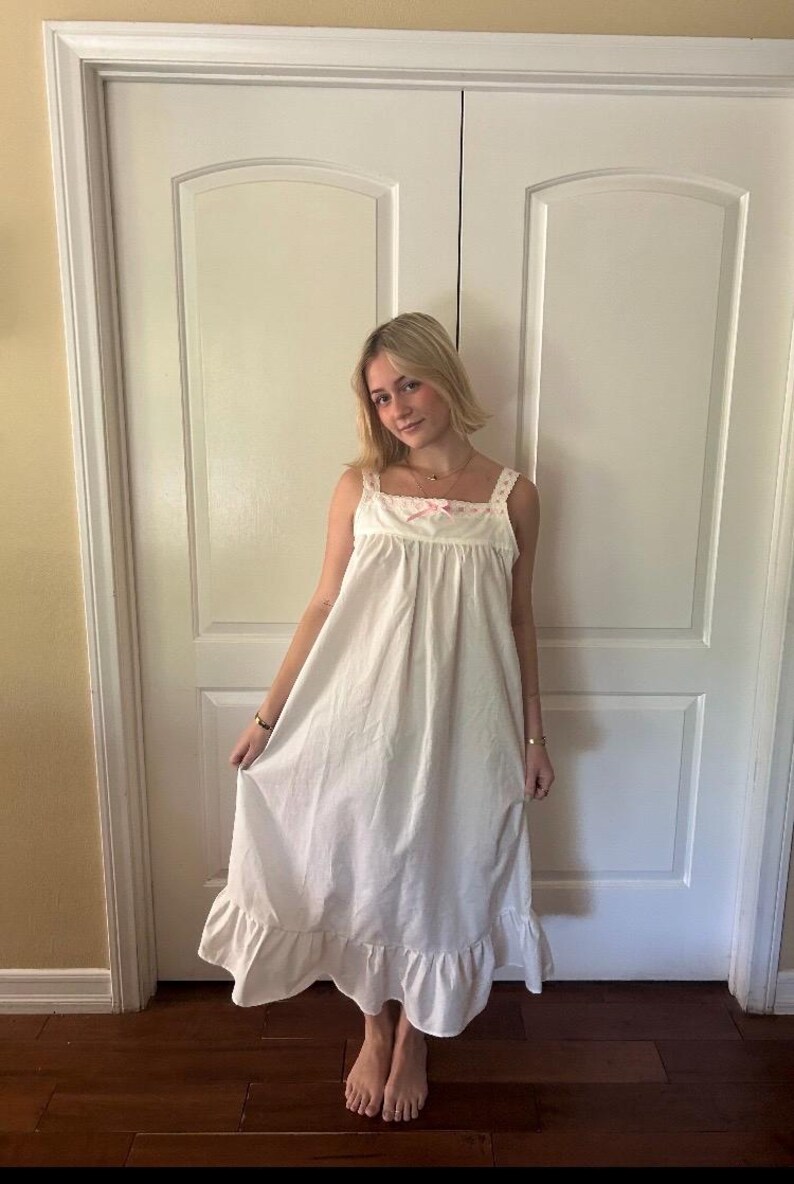 Summer Nightgown, 100% Organic Cotton With Eyelet Trim. - Etsy