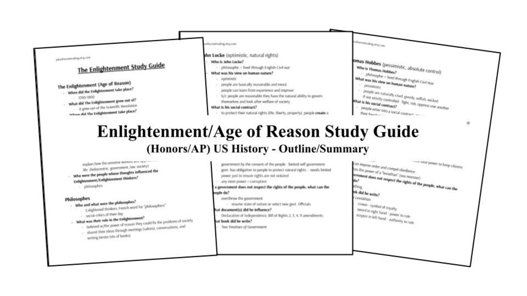 Enlightenment/age of Reason/philosophes Study Guide - (honors) World ...