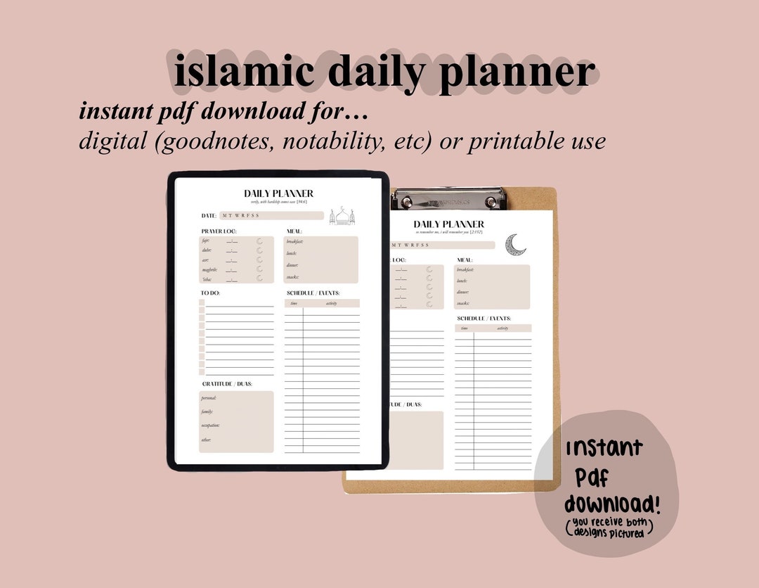 Islamic Daily Planner, Muslim Muslimah, Daily to Do List, Prayer ...