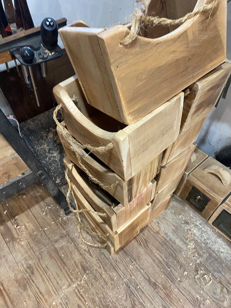 Reclaimed Wood Box With Rope Carrier - Etsy