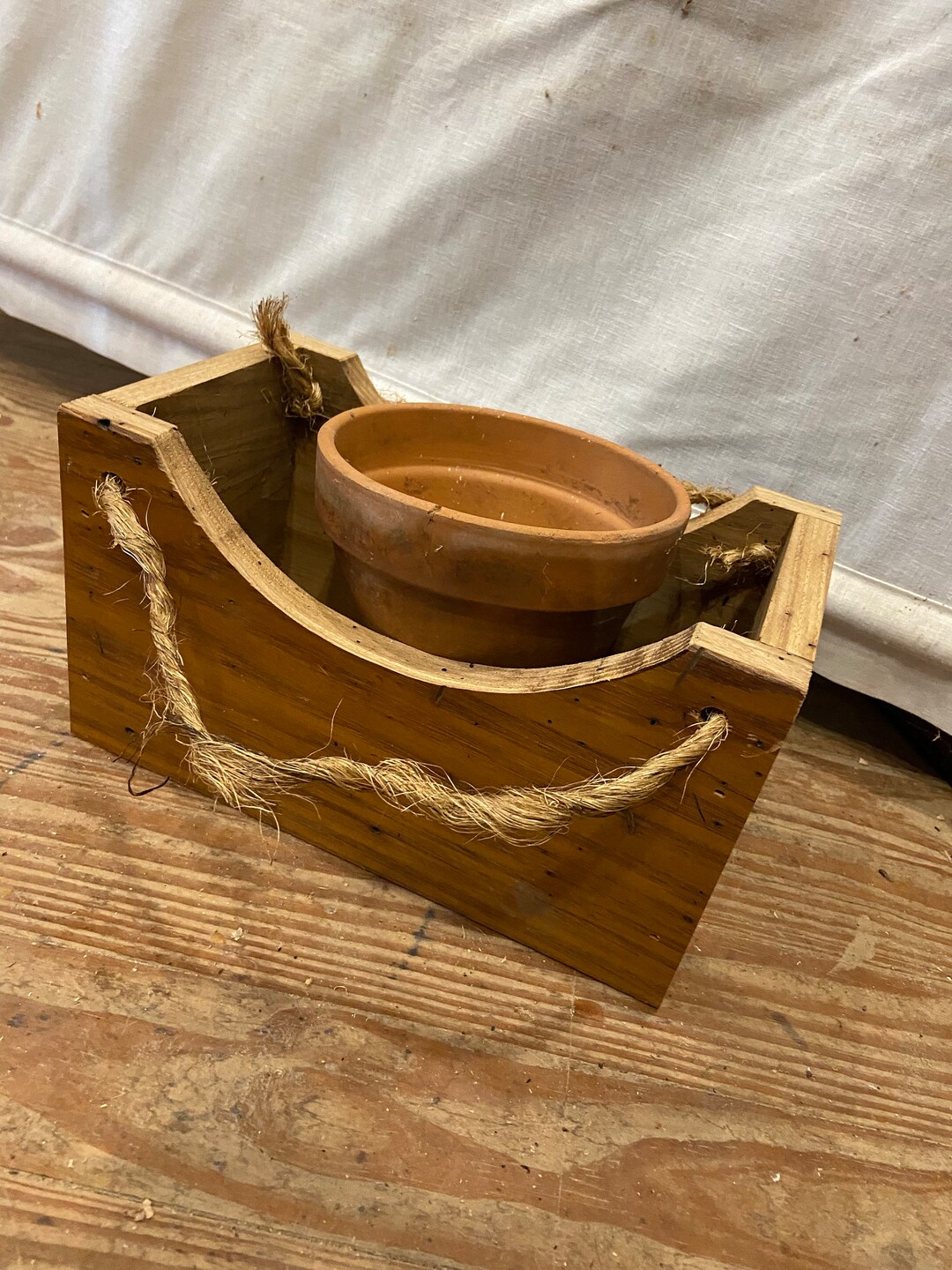 Reclaimed Wood Box With Rope Carrier - Etsy