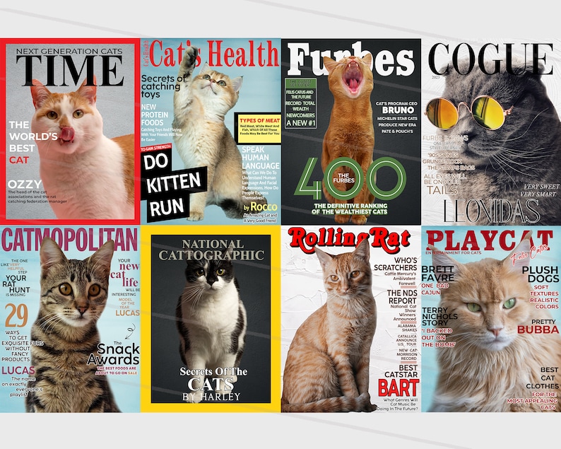 Pet Magazine Cover, Custom Pet Portrait, Funny Gift, Pet Lover Gift ...