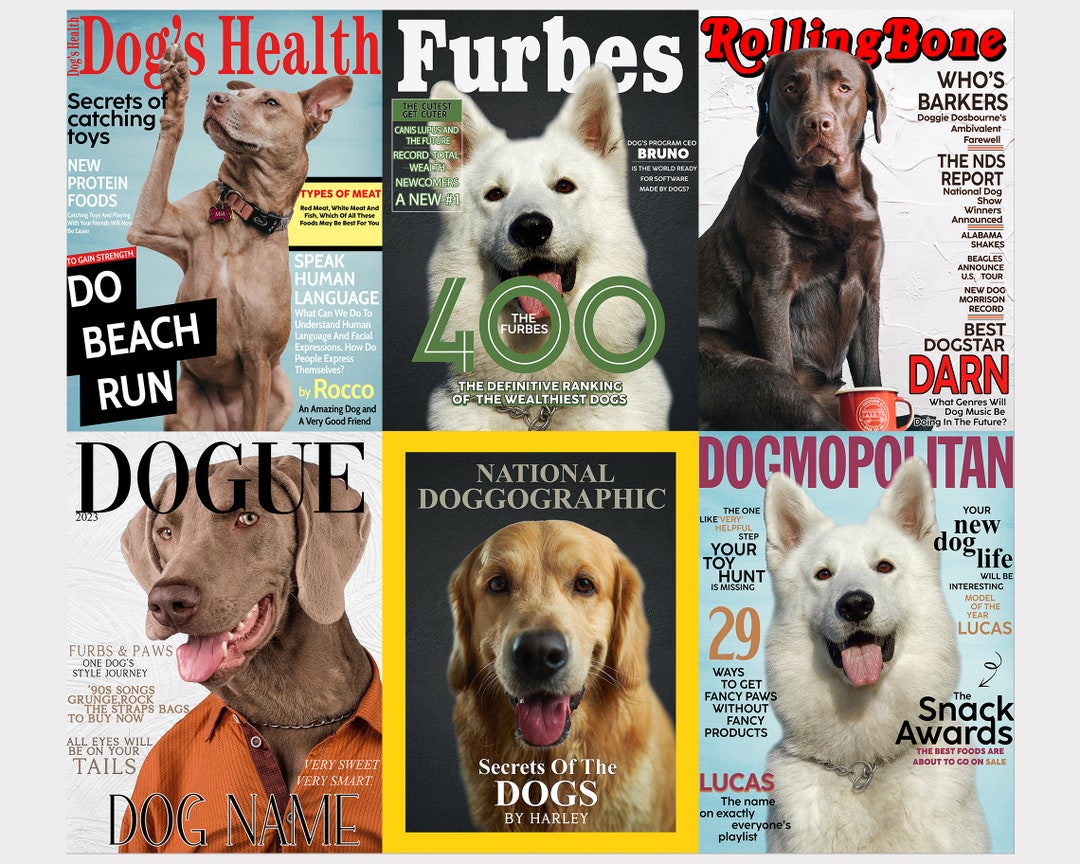 Personalized Dog Prints Magazine Covers Pet Portraits Custom Pet Art - Etsy