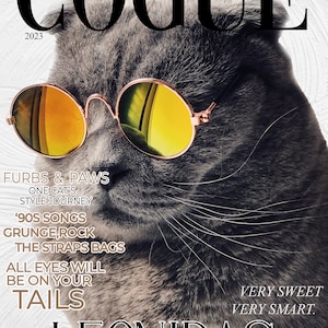 Pet Magazine Cover, Custom Pet Portrait, Funny Gift, Pet Lover Gift ...