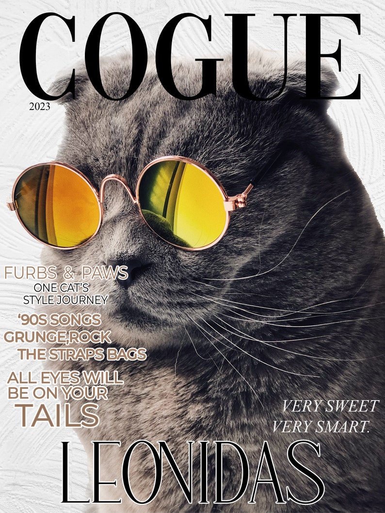 Pet Magazine Cover, Custom Pet Portrait, Funny Gift, Pet Lover Gift ...