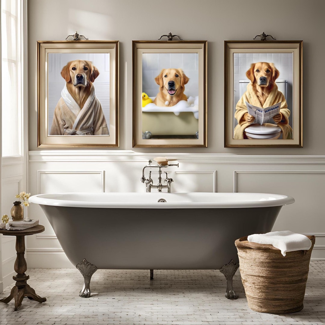 Personalized Dog Prints | Custom Dog Bathroom Poster | Pet Portraits ...