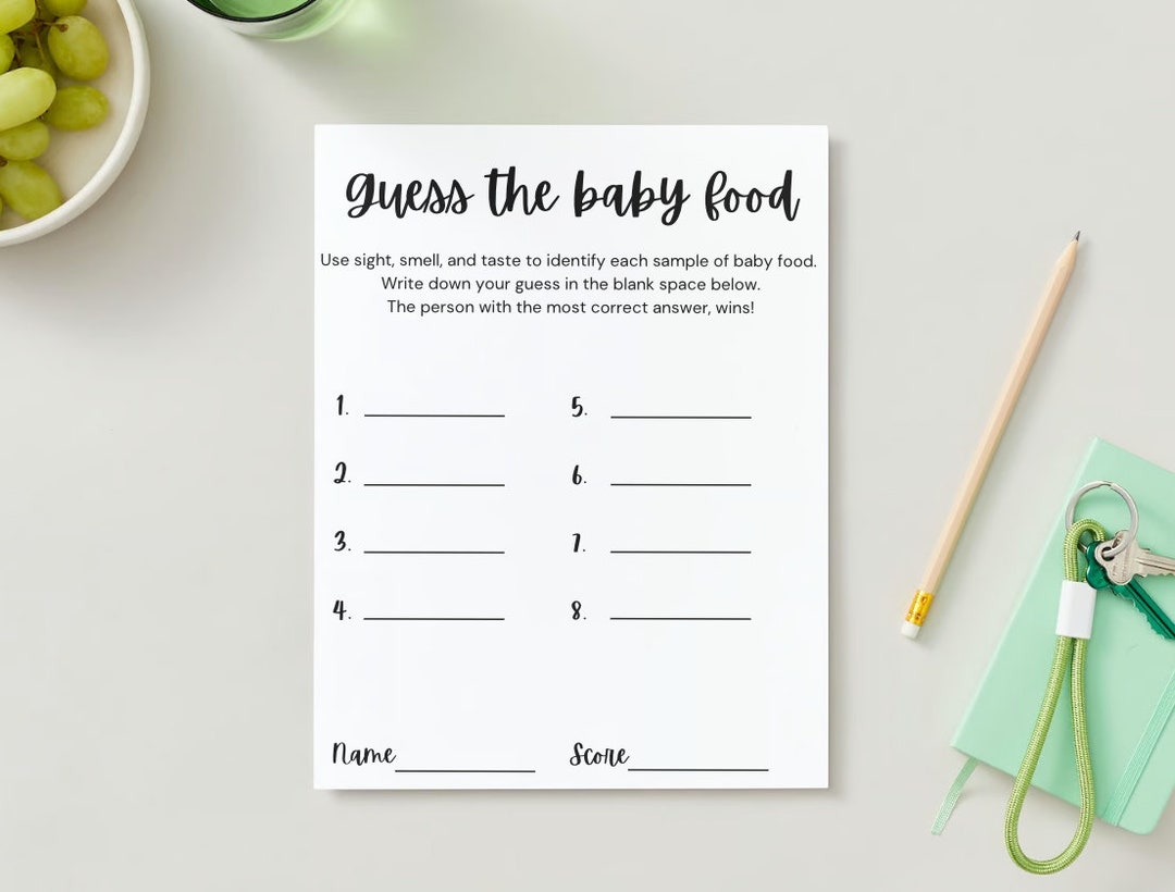 Guess the Baby Food Game Baby Shower Food Game Name That Baby Food Game ...