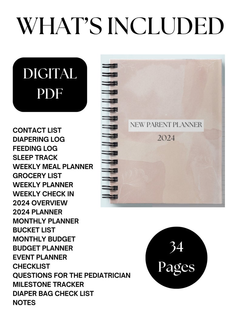 INSTANT DOWNLOAD, New Parent Printable Planner 2024, Mom Planner, Parent Organizer, New Mom ...