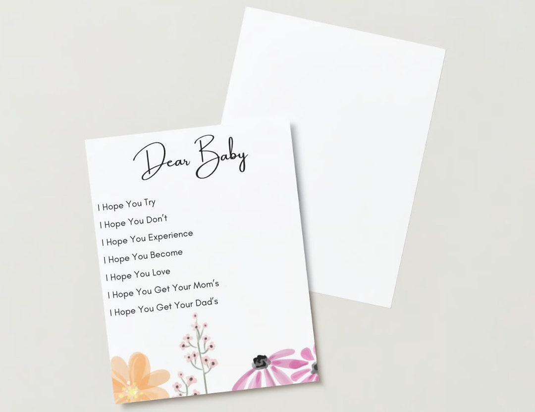 Floral Design Dear Baby Wishes for Baby, Printable Wishes for Baby ...