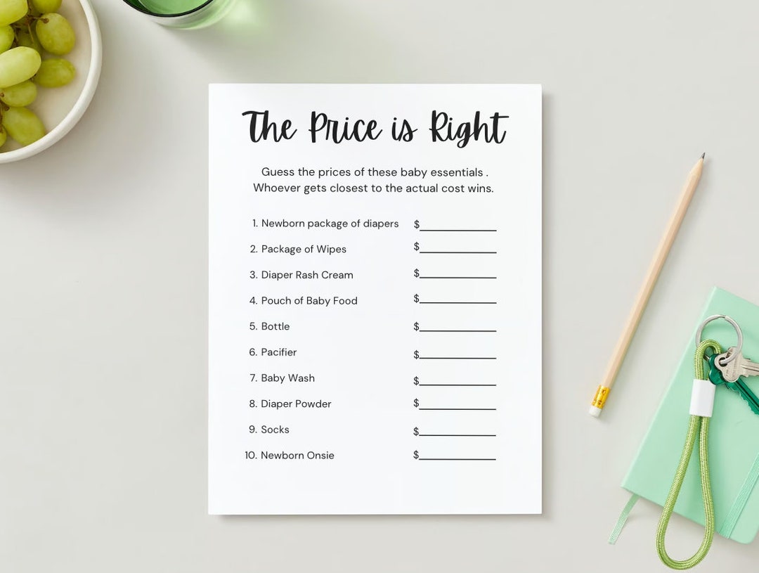 The Price is Right - Baby Shower Game - Etsy
