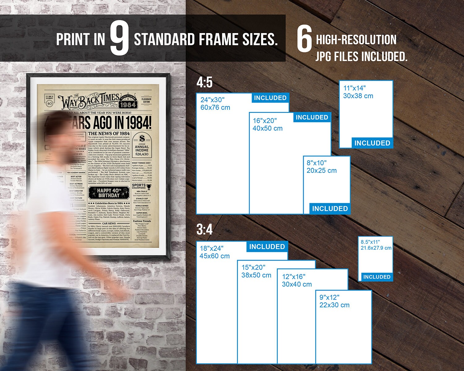 1984 Birthday Poster Sign, 40th Birthday Newspaper, Birthday ...