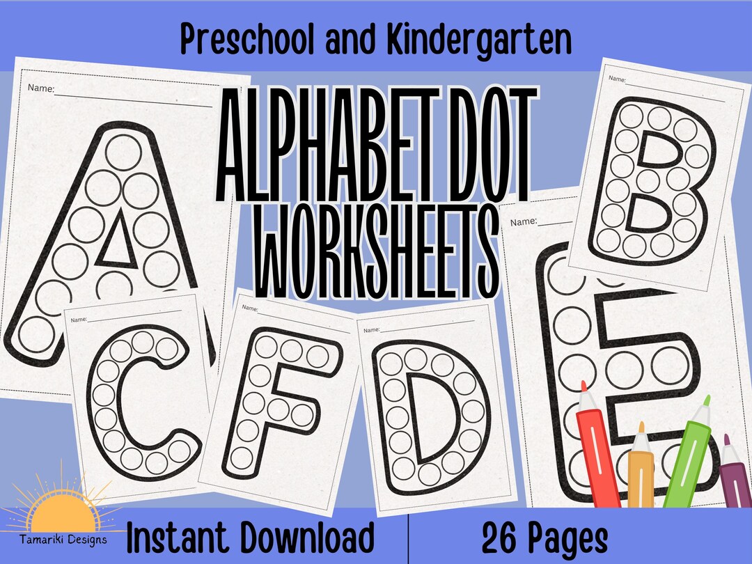 Alphabet Dot Art Worksheets for Kids Kindergarten Simple Homeschool ...