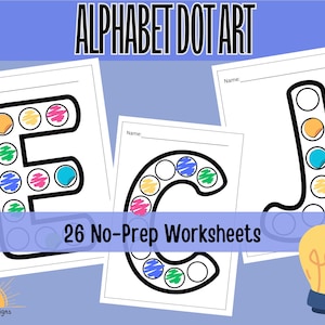 Alphabet Dot Art Worksheets: Fine Motor Skills Printable (PDF) - Etsy