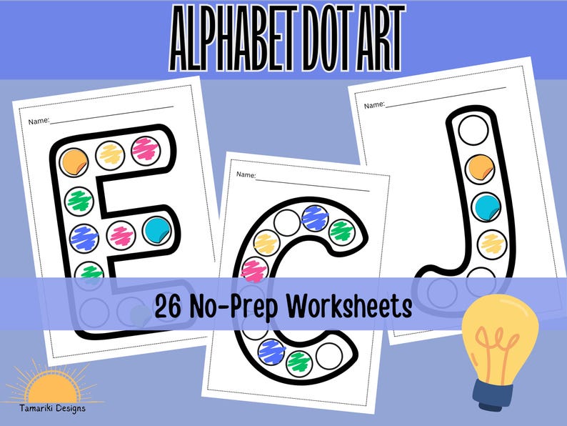 Alphabet Dot Art Worksheets: Fine Motor Skills Printable (PDF) - Etsy