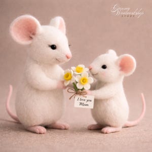Handmade Needle Felted Mouse, Cute Wool Animal Figurine, Collectible ...